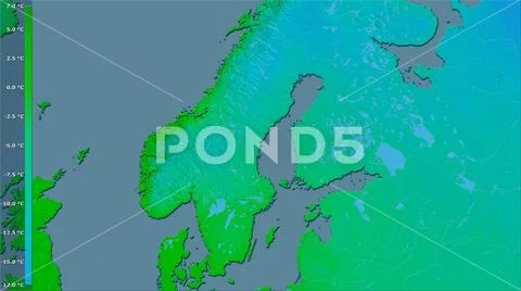 Sweden, mean temperature of coldest quarter - raw data Illustration ...