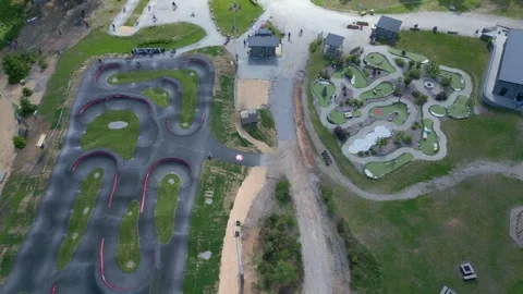 Swedish resort with BMX pump track and m... | Stock Video | Pond5