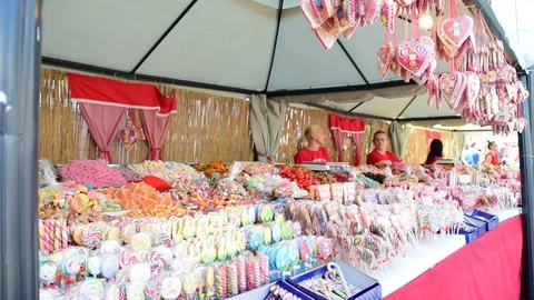 sweets from a stall with colorful candie... | Stock Video | Pond5