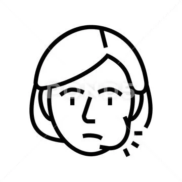 Swelling face disease symptom line icon vector illustration: Royalty ...