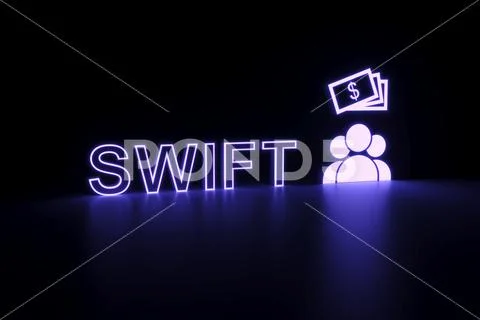 SWIFT neon concept self illumination background 3D illustration ~ Clip ...