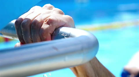 Swimmer jump into water during start of ... | Stock Video | Pond5