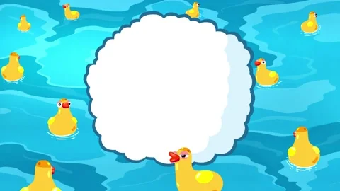 Swimming cartoon yellow ducks on pond ba... | Stock Video | Pond5