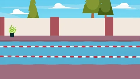 swimming pool 2d cartoon animation | Stock Video | Pond5
