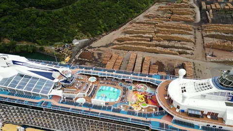 Swimming Pool On Deck Of Cruise Ship Doc... | Stock Video | Pond5