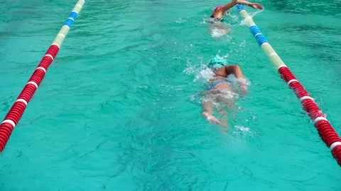 Swimming pool training. Athletes practic... | Stock Video | Pond5