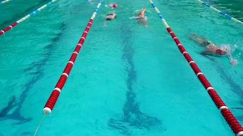 Swimming pool training. Athletes practic... | Stock Video | Pond5
