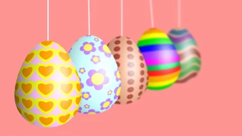 Swinging decorated eggs animation on lig... | Stock Video | Pond5