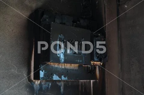 Switchboard electricty burn on brick wall texture background ~ Premium ...