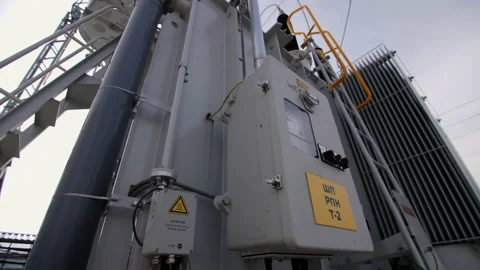 Switchboard on power transformer at elec... | Stock Video | Pond5