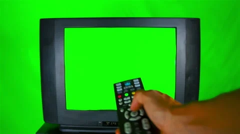 Switching channels on the TV. green scre... | Stock Video | Pond5