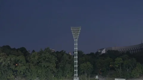 Switching on the light tower of a footba... | Stock Video | Pond5