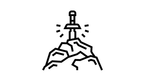 sword fairy tale line icon animation | Stock Video | Pond5