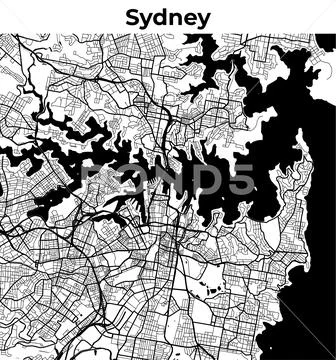 Sydney City Map, Cartography Map, Street Layout Map ~ Clip Art #267024515