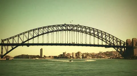 Sydney Harbour Bridge 70s old film styli... | Stock Video | Pond5