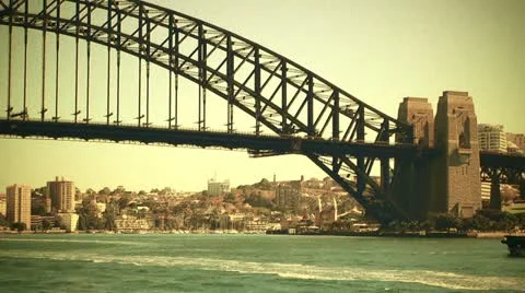Sydney Harbour Bridge 70s old film styli... | Stock Video | Pond5