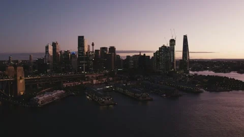 Sydney Harbour - Drone wide Walsh bay & ... | Stock Video | Pond5