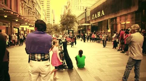 Sydney Pitt Street 70s old film stylized | Stock Video | Pond5