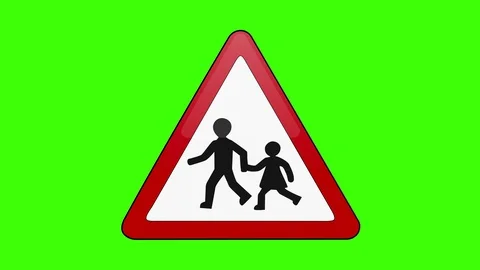 Symbol Beware Of Children Green Screen | Stock Video | Pond5