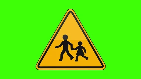 Symbol Beware Of Children Yellow Sign Gr... | Stock Video | Pond5