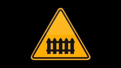 Symbol Crossing Barrier Ahead Yellow Sig... | Stock Video | Pond5