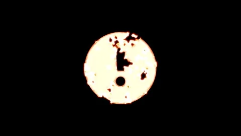 Symbol exclamation circle burns out of t... | Stock Video | Pond5