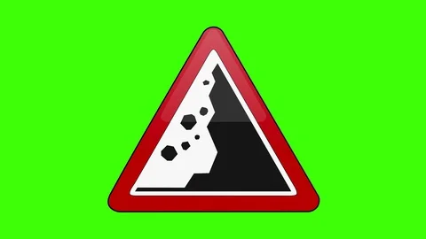 Symbol Falling Rocks Green Screen | Stock Video | Pond5