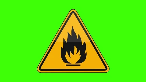 Symbol Flammable Yellow Green Screen | Stock Video | Pond5