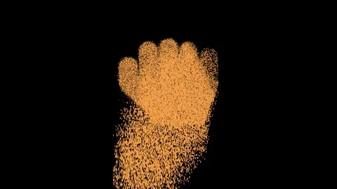 Symbol hand fist appears from crumbling ... | Stock Video | Pond5