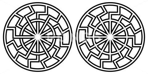 Symbol pagan sun sign curves rays, vector sun icon: Royalty Free #120733278