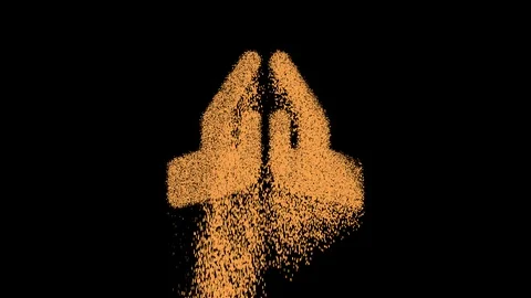 Symbol praying hands appears from crumbl... | Stock Video | Pond5