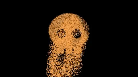 Symbol skull appears from crumbling sand... | Stock Video | Pond5