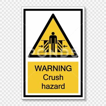 Symbol warning crush hazard sign on transparent background: Royalty ...