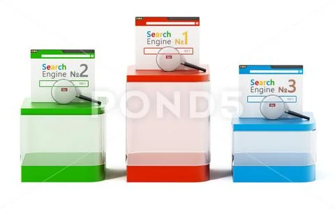 Symbolic ranking of three search engines. 3D illustration ~ Clip Art ...