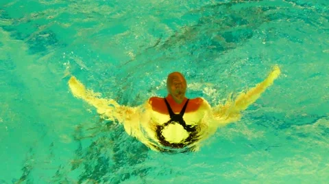 Synchronized woman swimmer from top ange... | Stock Video | Pond5