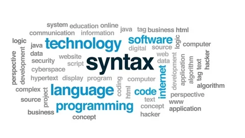 Syntax animated word cloud, text design ... | Stock Video | Pond5