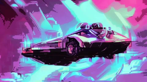 Synthwave Car Space Ship Futuristic Retr... | Stock Video | Pond5