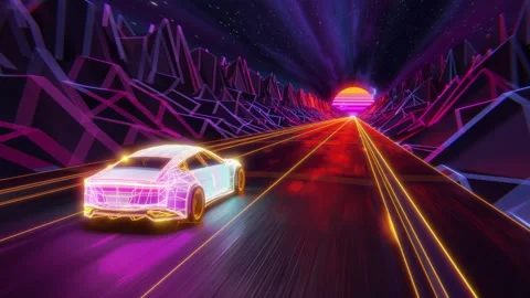 Synthwave seamless car animation. Cyberp... | Stock Video | Pond5