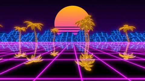 Synthwave/ vaporwave/ retrowave 80's neo... | Stock Video | Pond5