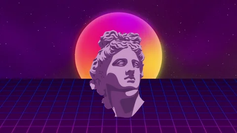 synthwave wireframe. Sunset and apollo.... | Stock Video | Pond5