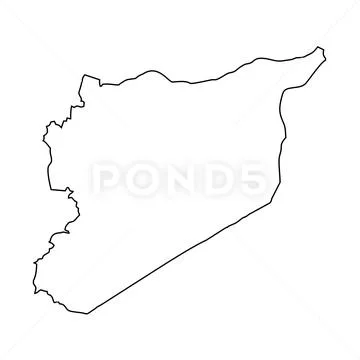 Syrian Arab Republic- black outline map country Illustration #146851364