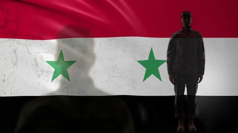 Syrian soldier silhouette saluting again... | Stock Video | Pond5