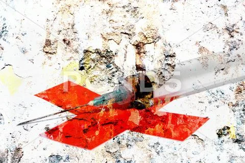 Syringe and red cross: Royalty Free Illustration #44399590