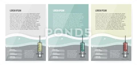 Syringe symbol on vector set brochure design, layout template ...