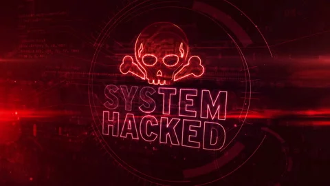 System hacked alert with skull symbol ab... | Stock Video | Pond5
