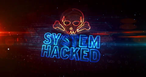 System hacked alert with skull symbol ab... | Stock Video | Pond5