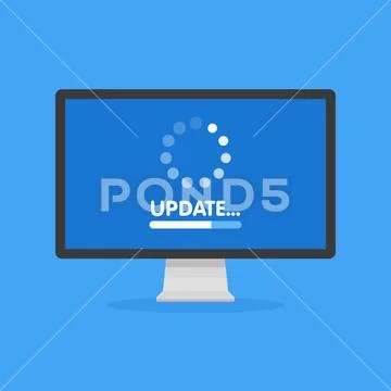 System software update and upgrade concept. Loading process in monitor ...