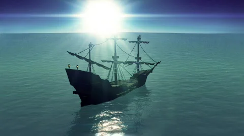 t180 circling loop looping ship sailing ... | Stock Video | Pond5