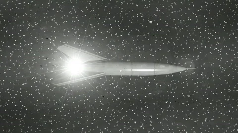 t187 rocket retro 1950s silent film spac... | Stock Video | Pond5