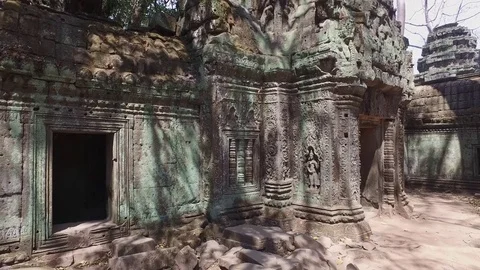 Ta Prohm Temple Interior Structure And T... | Stock Video | Pond5